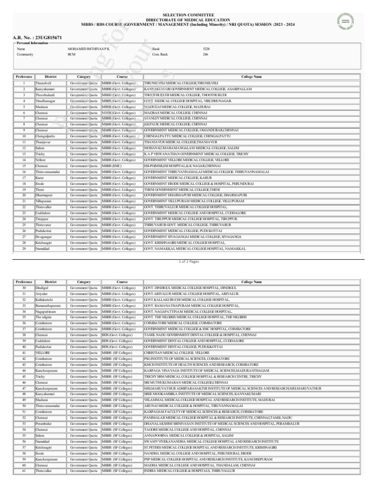 My Mbbs Choice 25-2023 | PDF | Medical Education | Academic Degree