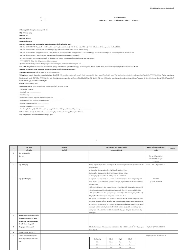 B22. Bảng đối chiếu đường ống khí | PDF