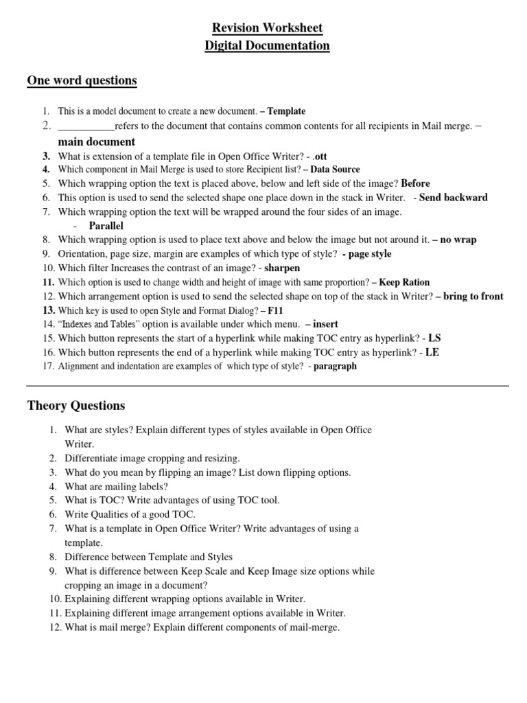 IT - Revision Worksheets | Download Free PDF | Spreadsheet | Databases IT - Revision Worksheets | Download Free PDF | Spreadsheet | Databases