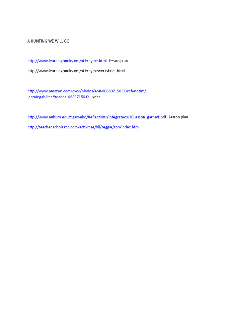 A Hunting We Will Go | PDF