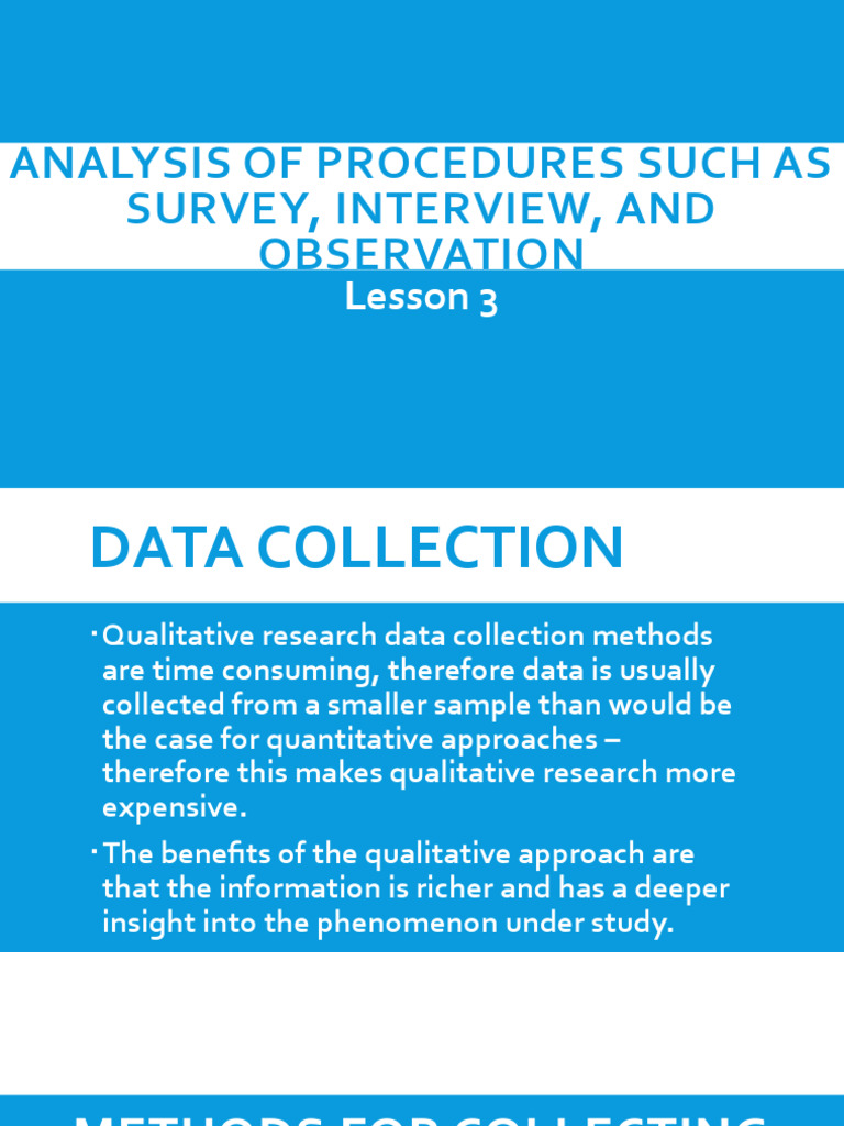 Lesson 3 Analysis of Procedures Such As Survey Interview and ...
