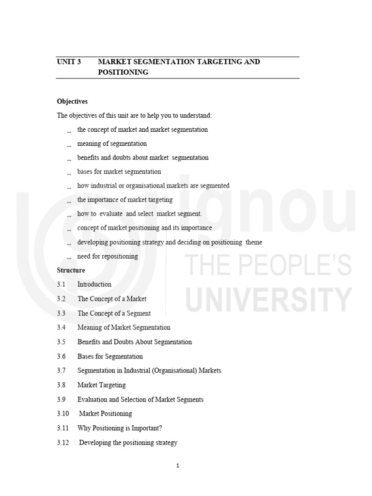 Unit 3 | Download Free PDF | Marketing | Market Segmentation