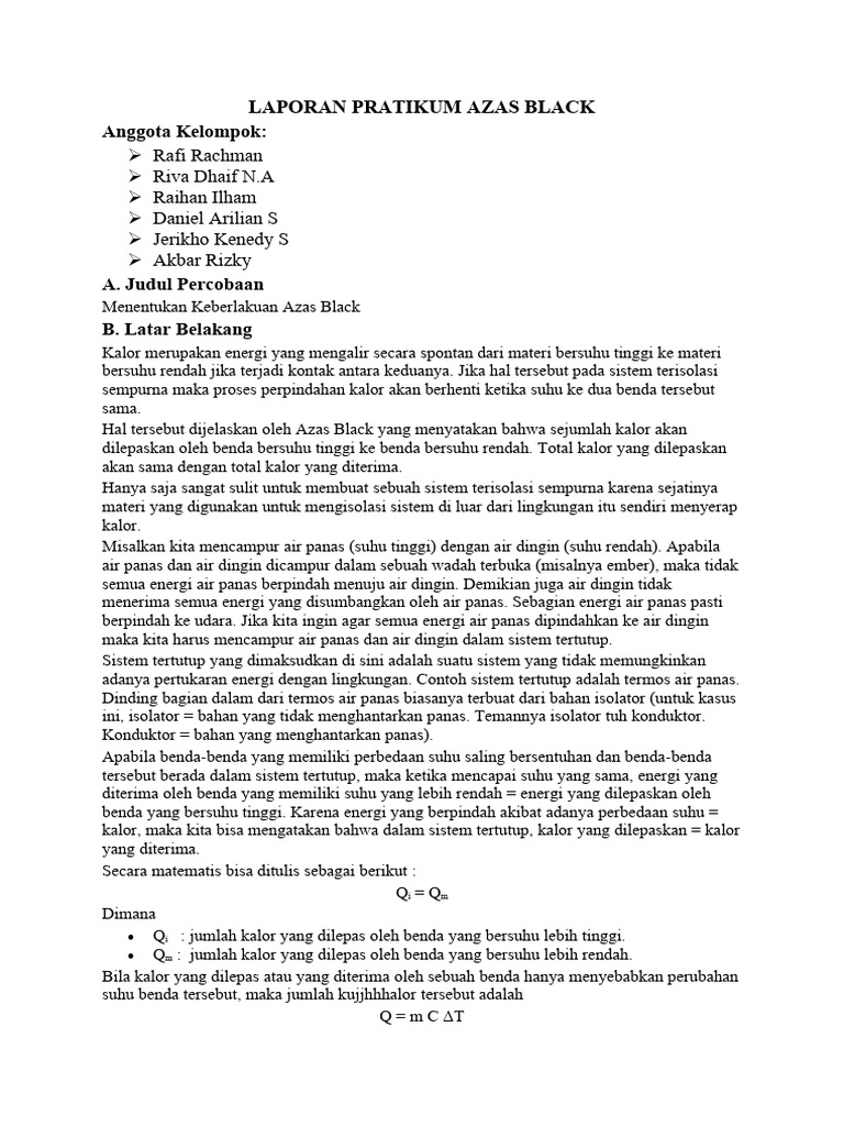 Laporan Pratikum Azas Black | PDF