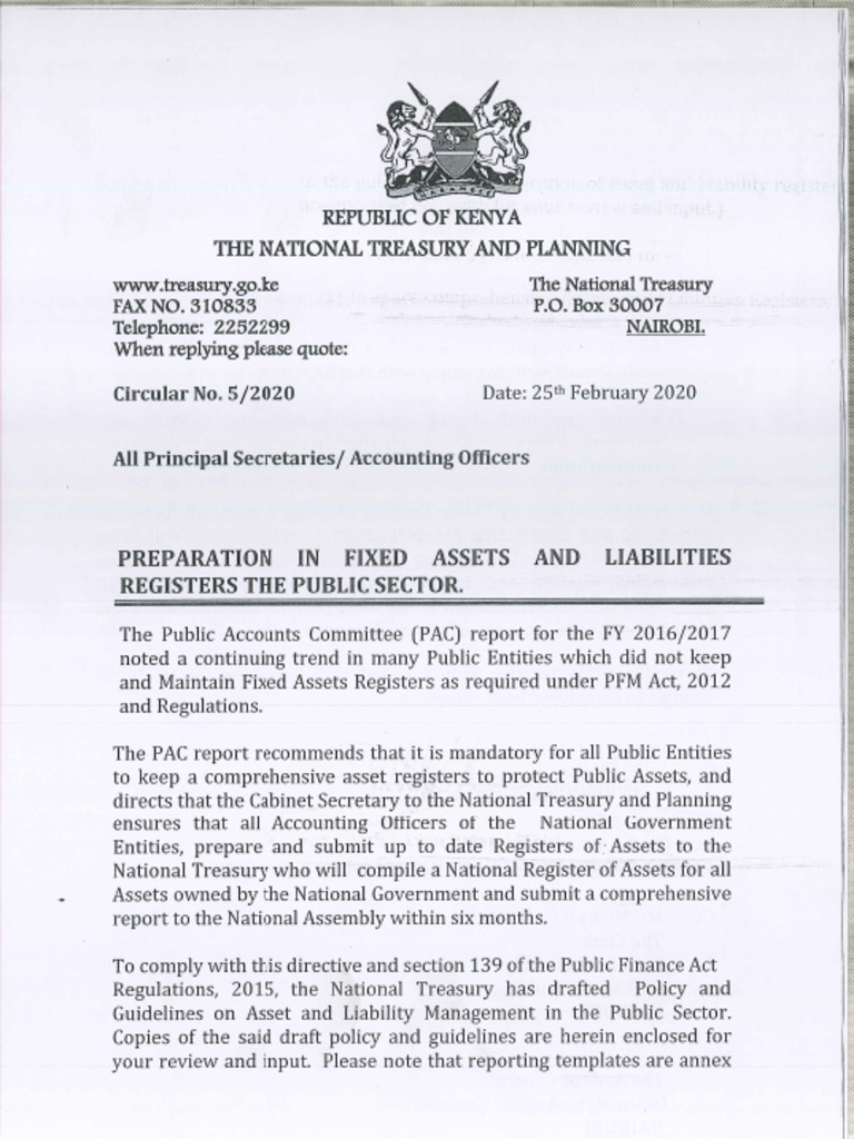 Circular No.5 2020 On Preparation in Fixed Assets and Liabilities ... Circular No.5 2020 On Preparation in Fixed Assets and Liabilities ...