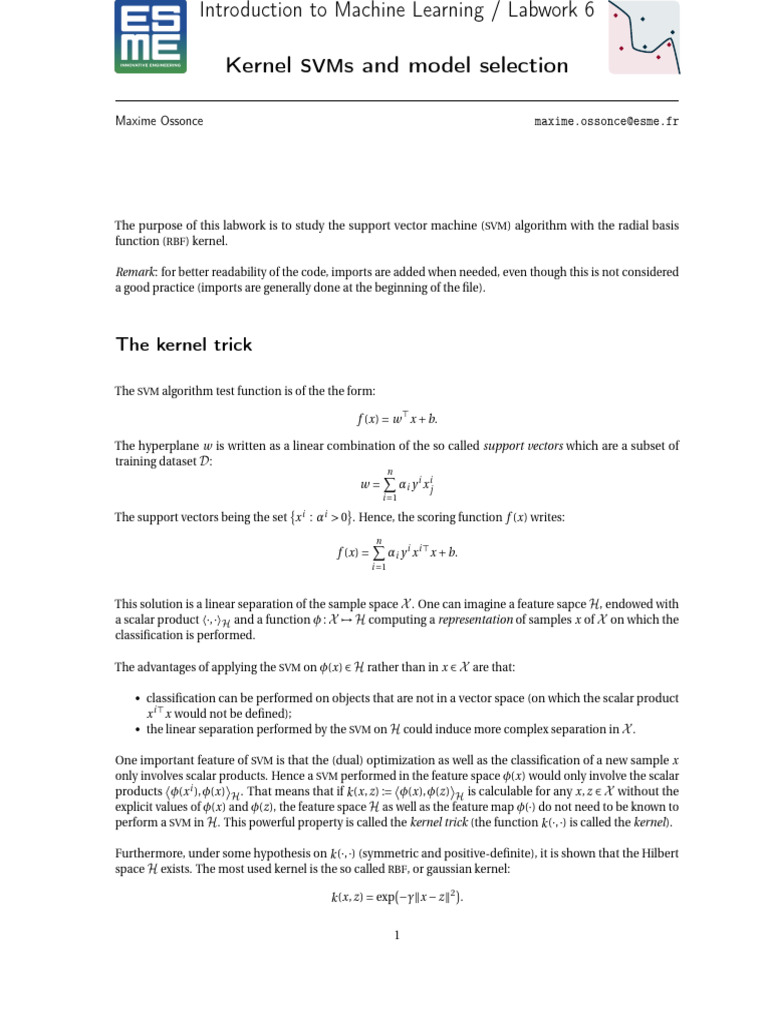 ML LW 6 Kernel SVM | PDF | Support Vector Machine | Mathematics