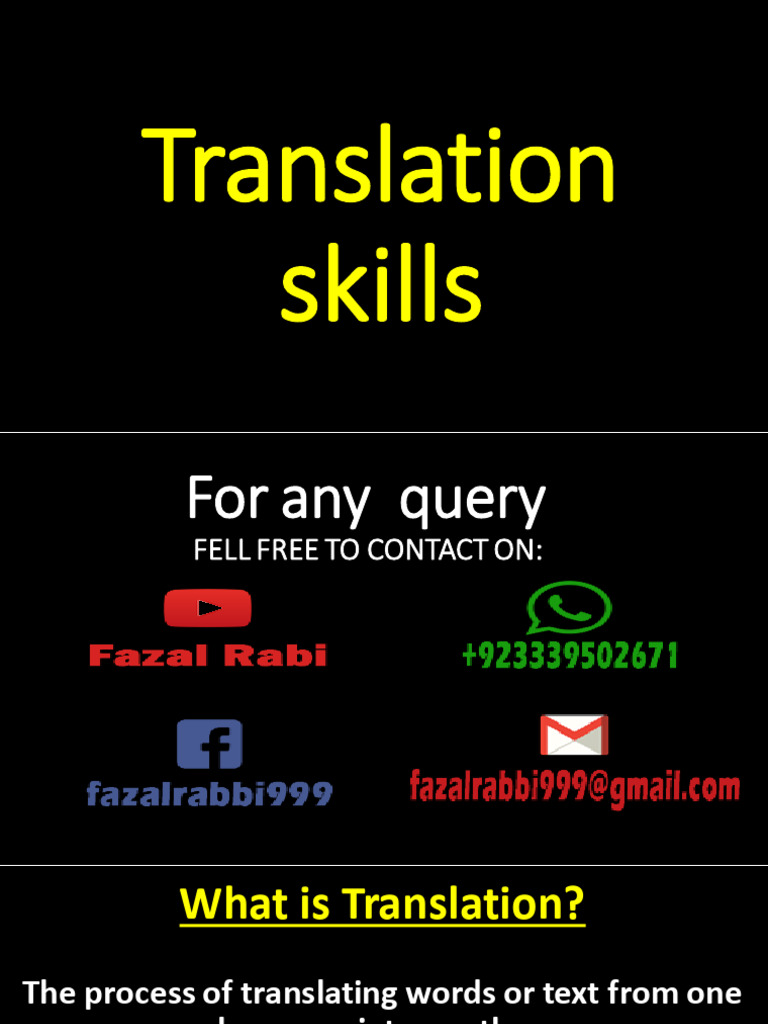 Translation Skills | PDF | Translations | English Language