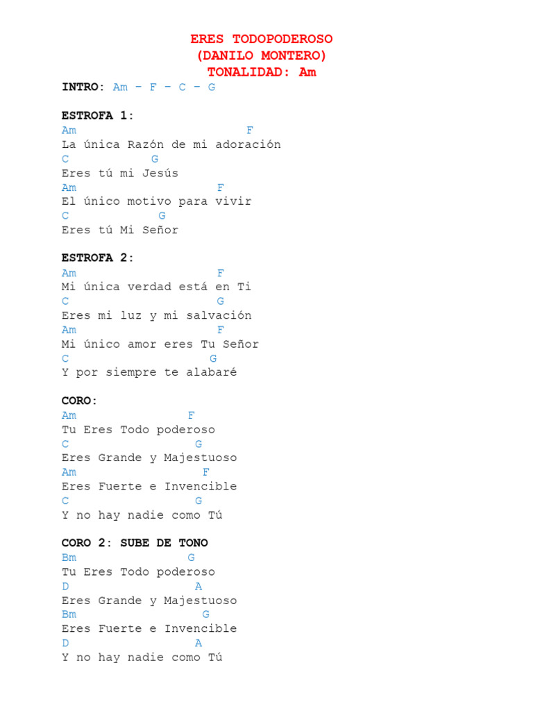Eres Todopoderoso Danilo Montero Am Pdf