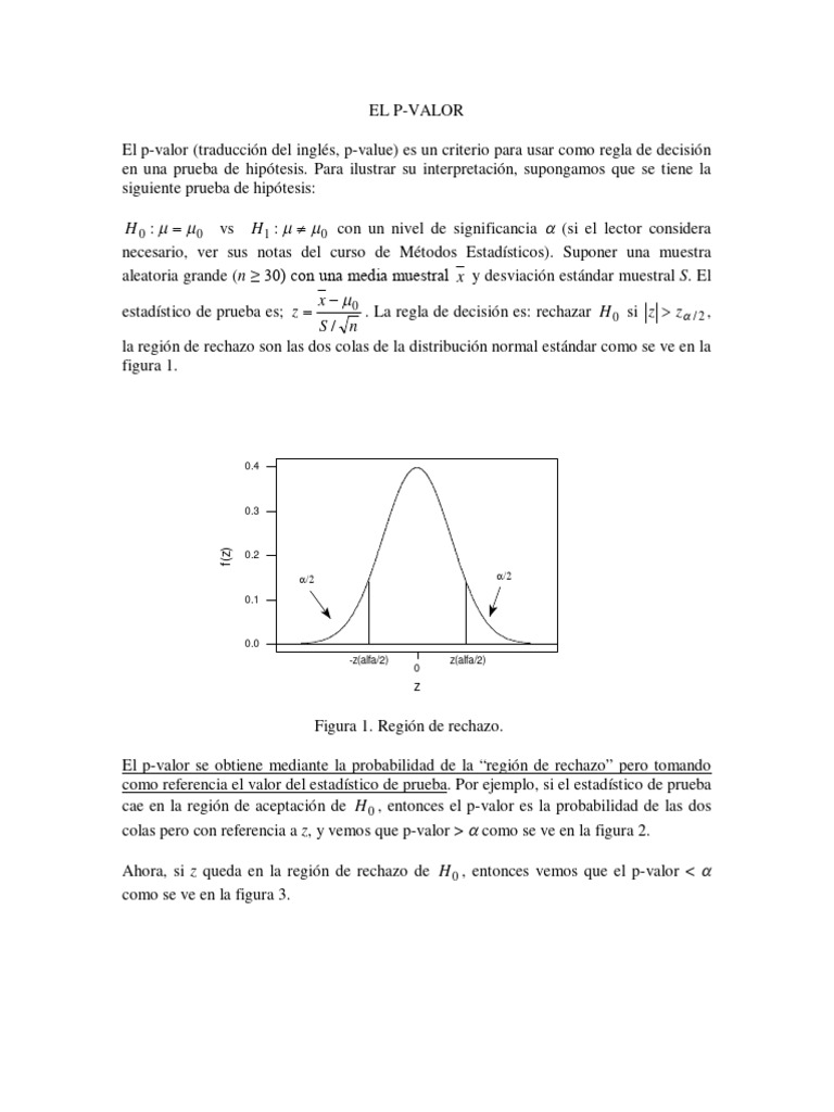 El P-Valor | PDF | Valor P | Prueba de hipótesis estadísticas