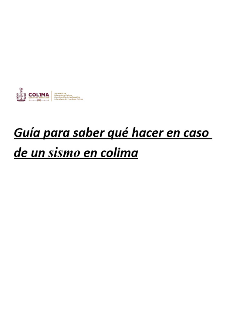 Guía para Saber Qué Hacer en Caso de Un Sismo en Colima | PDF | Temblores
