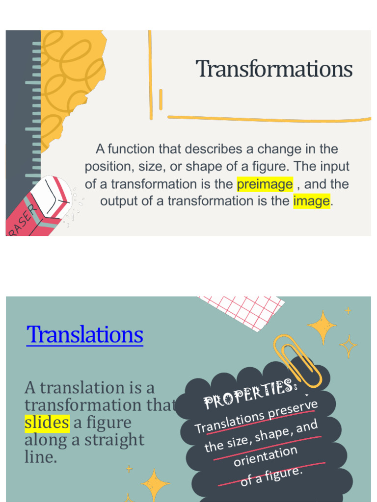 Transformations: Types and Properties | PDF | Euclidean Geometry | Geometry