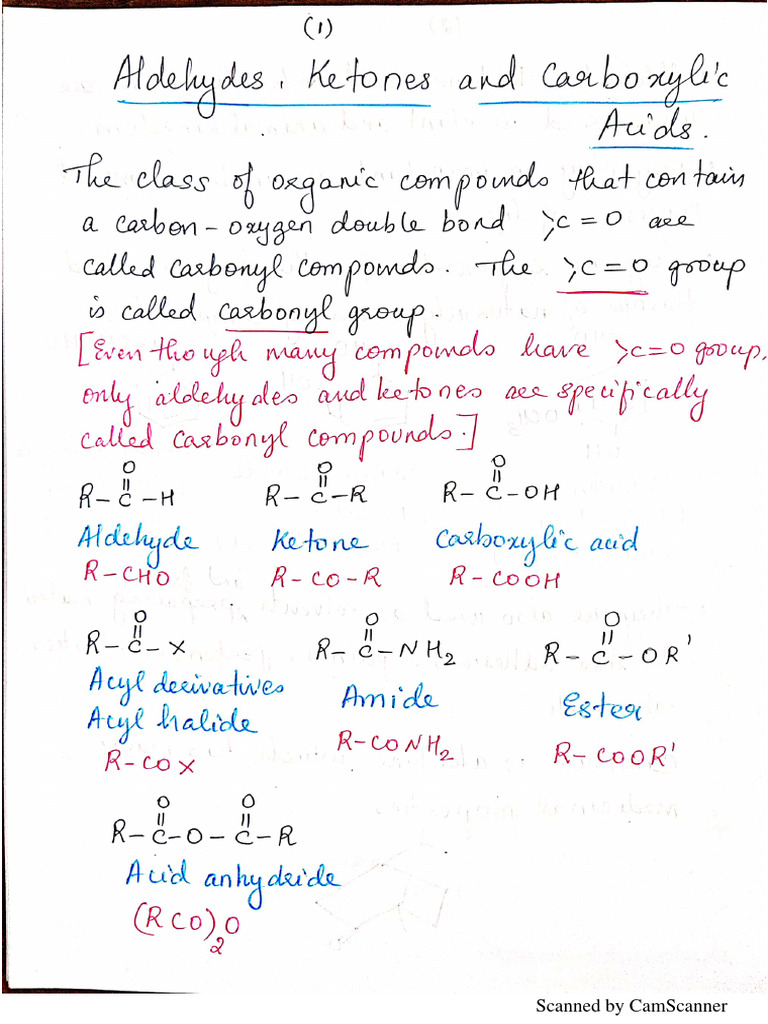 Aldehydes Ketones and Carboxylic Acids Notes | PDF