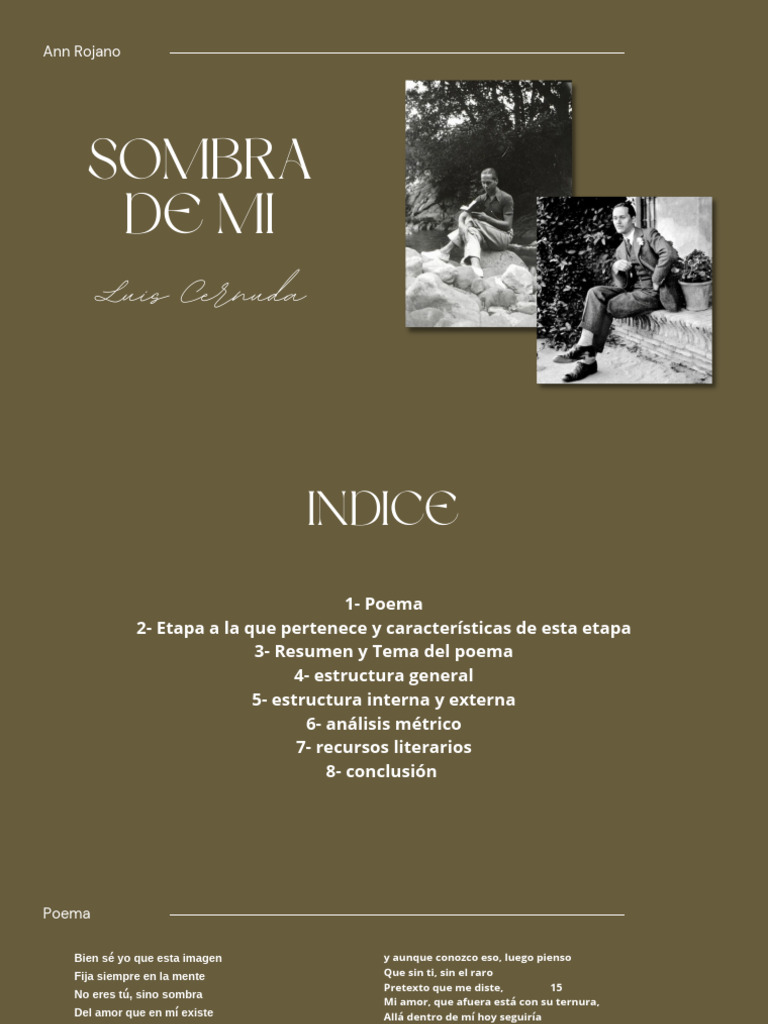 Análisis del poema "Sombra de mi" | PDF | Poesía | Amor