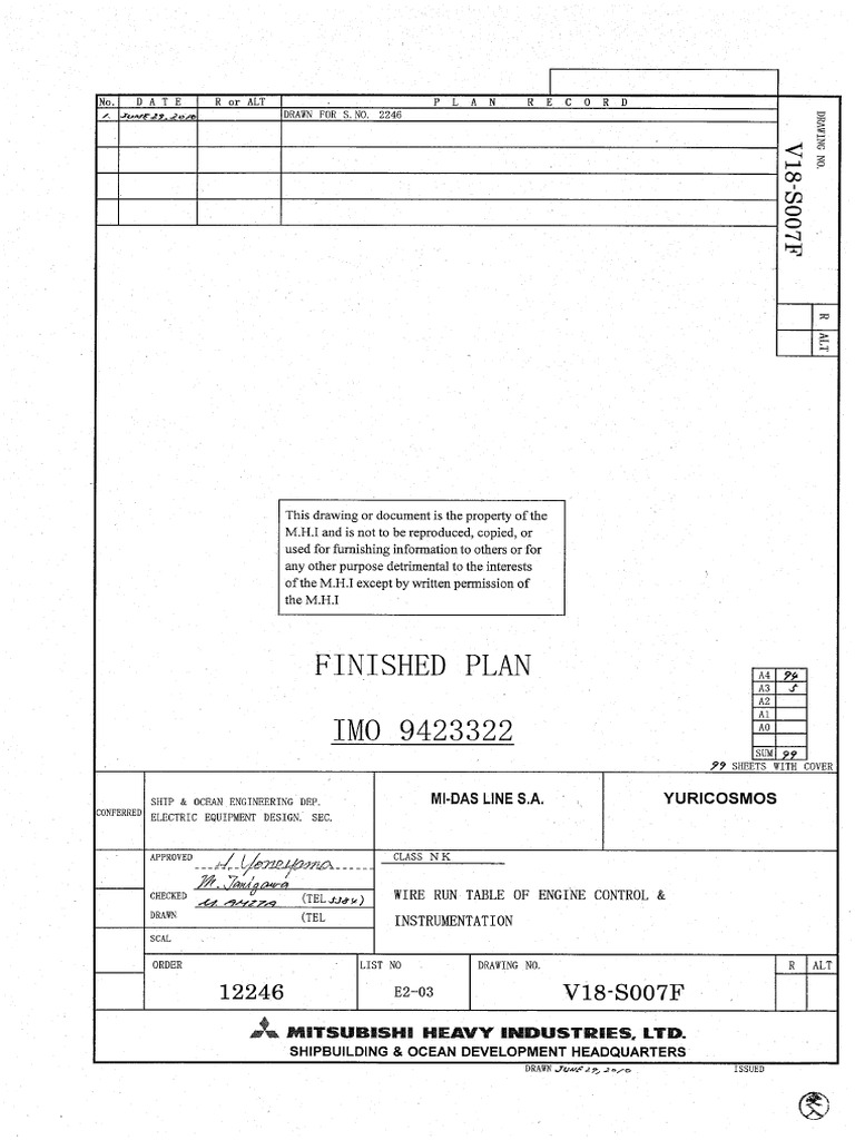 E2-03 Wire Run Table of Engine Control & Instrumentation | PDF