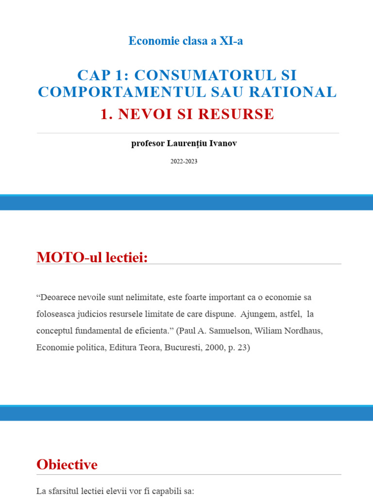 Nevoi Si Resurse | PDF
