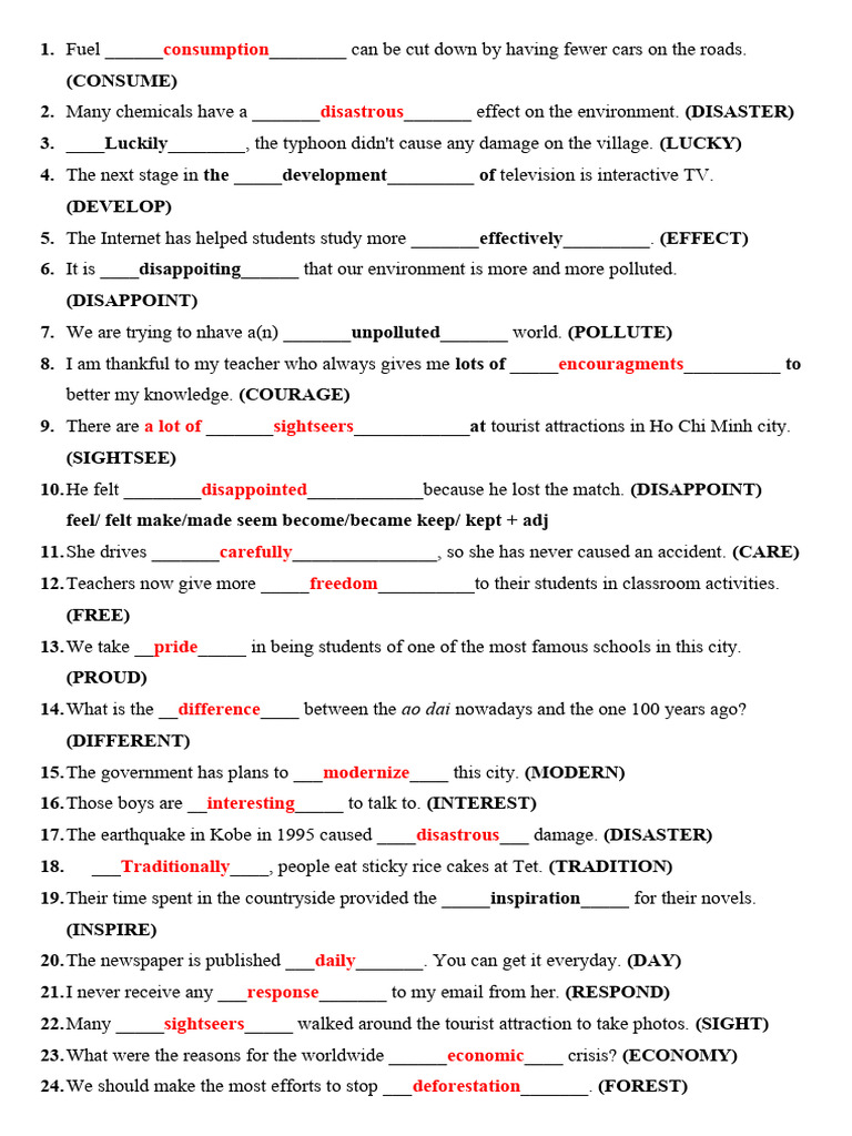 120 Câu Word Forms | PDF