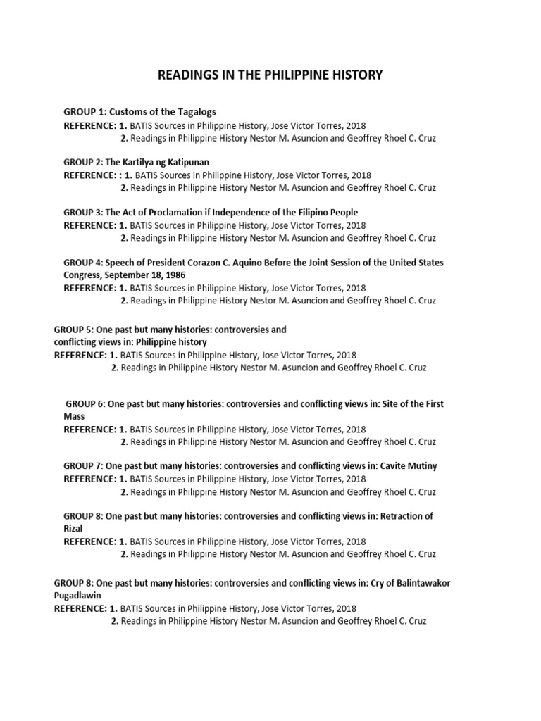 Readings in The Philippine History Topics | PDF | Philippines | Asia