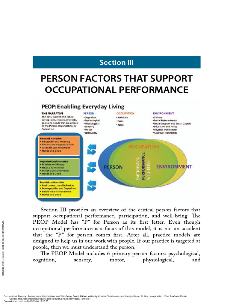 Occupational Therapy Performance Participation And... - (Section III ...