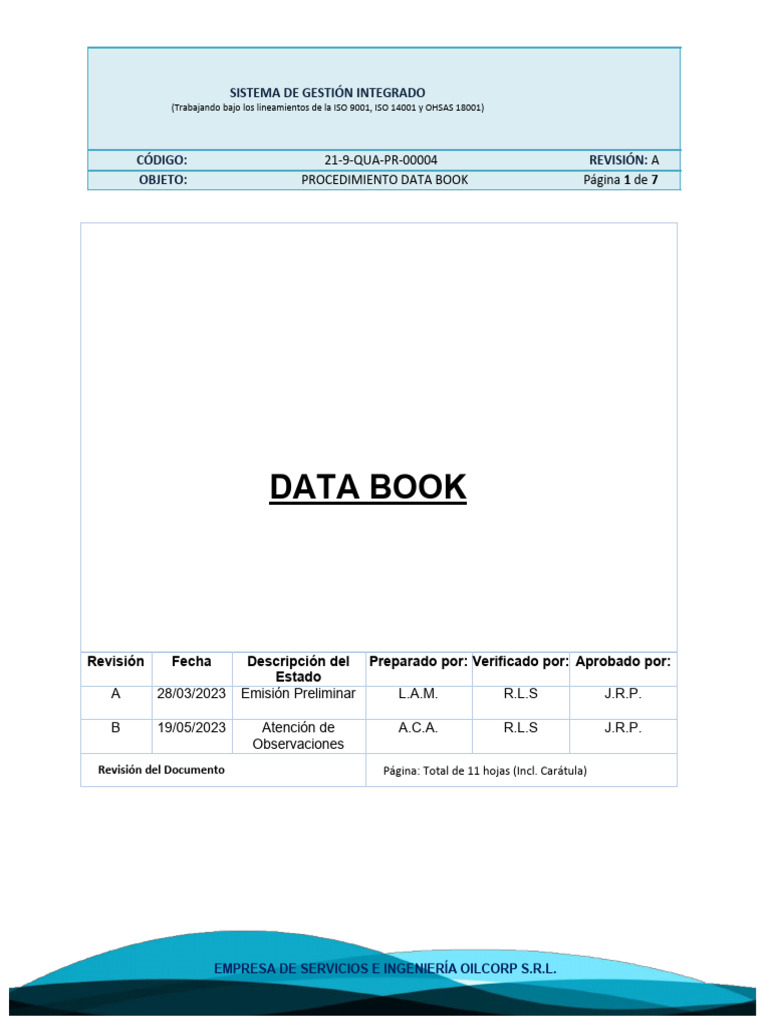 21-9-QUA-PR-00004 B Data Book | PDF | Business