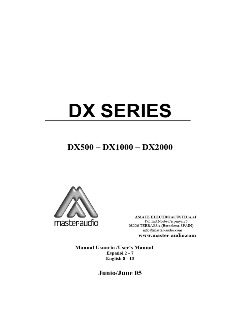Master Audio DX series | PDF | Altoparlante | Tecnología de producción ...