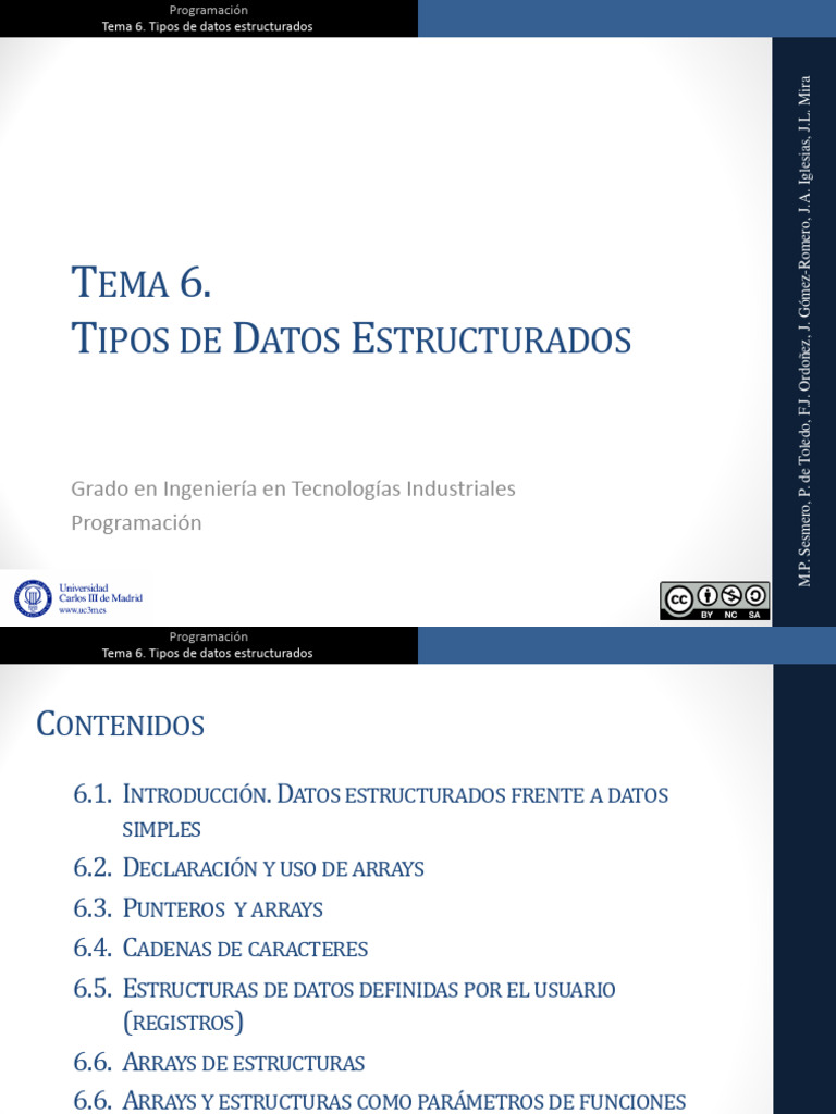 Tema 6 - Tipos de Datos Estructurados | PDF | Ingeniería de software ...