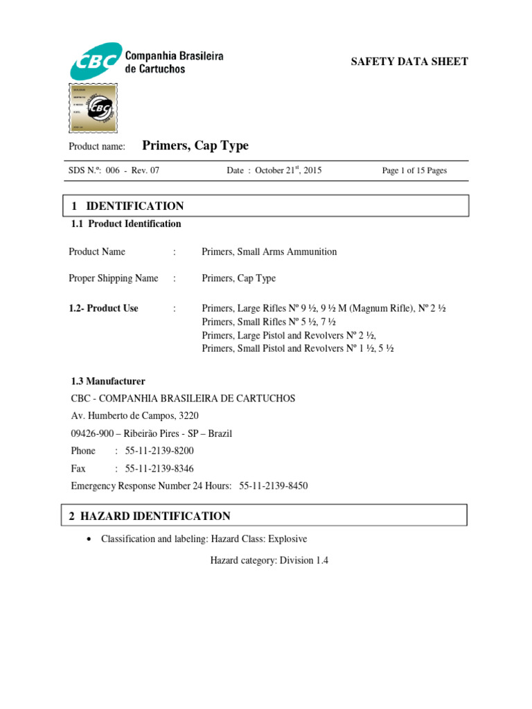 MSDS - Primer | PDF | Dangerous Goods | Toxicity