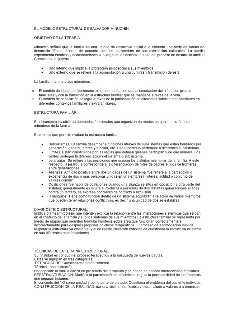 El Modelo Estructural de Salvador Minuchin | PDF | Experiencia ...