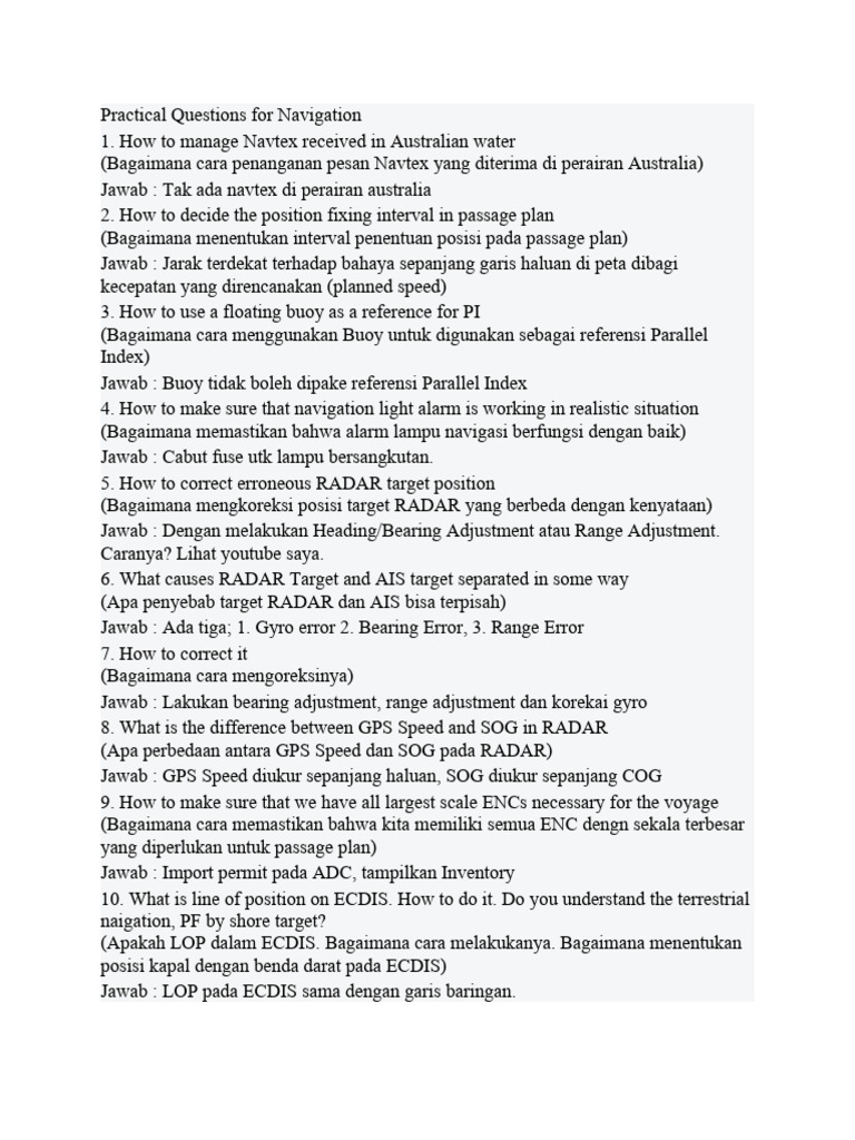 Practical Questions For Navigation | PDF