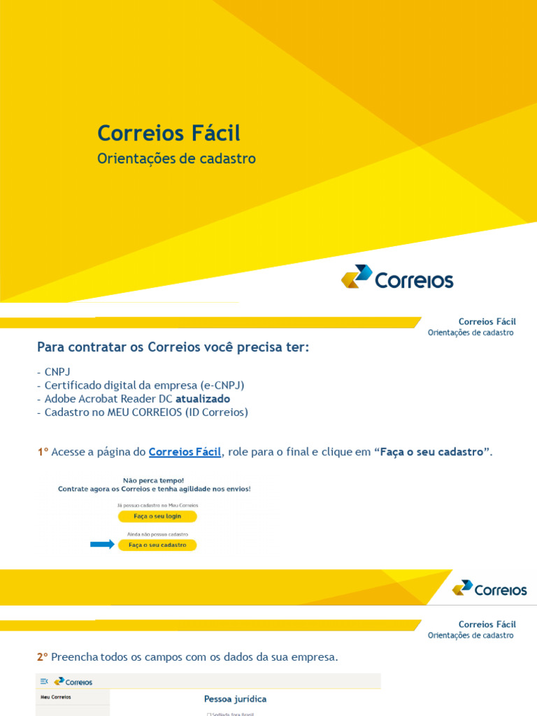 Cadastro no Correios Fácil: Passo a Passo | PDF | Programas | Informática
