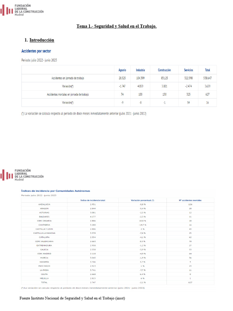 Tema 1 PRL 60 Horas | PDF | Riesgo | Seguridad y salud ocupacional