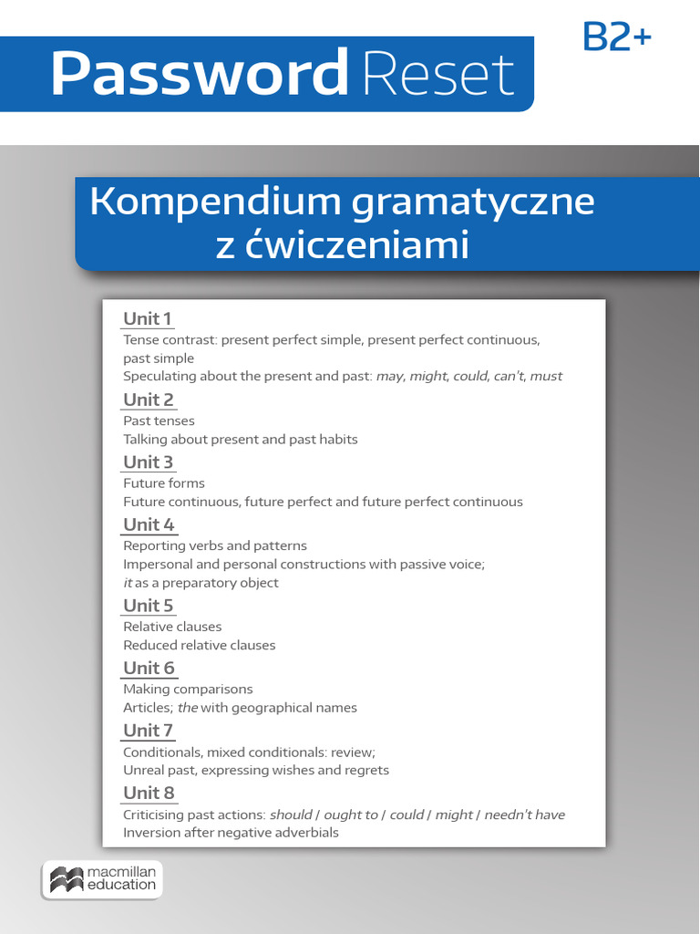 Password Reset B2+ Kompendium Gramatyczne Z Åwiczeniami Online | PDF