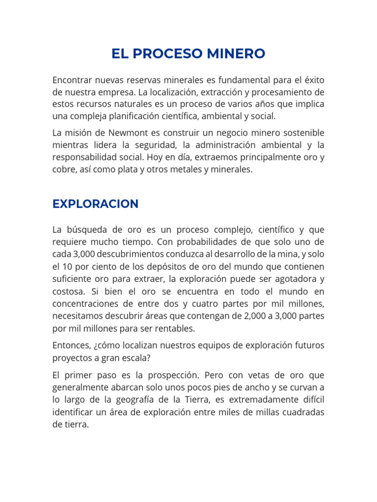 Proceso Minero | PDF | Minería | Agua