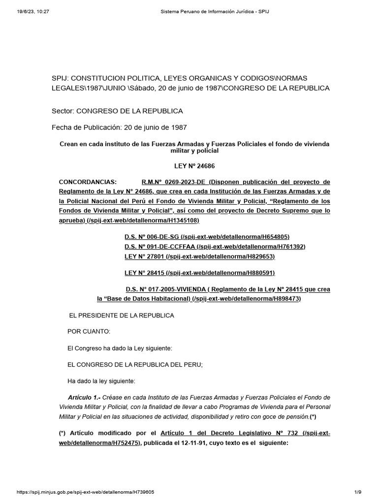 Ley #24686 | PDF | Policía | Perú