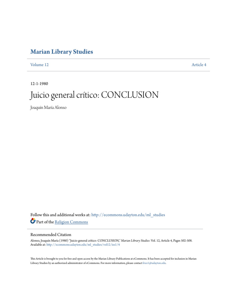 Juicio General Crítico - CONCLUSION | PDF