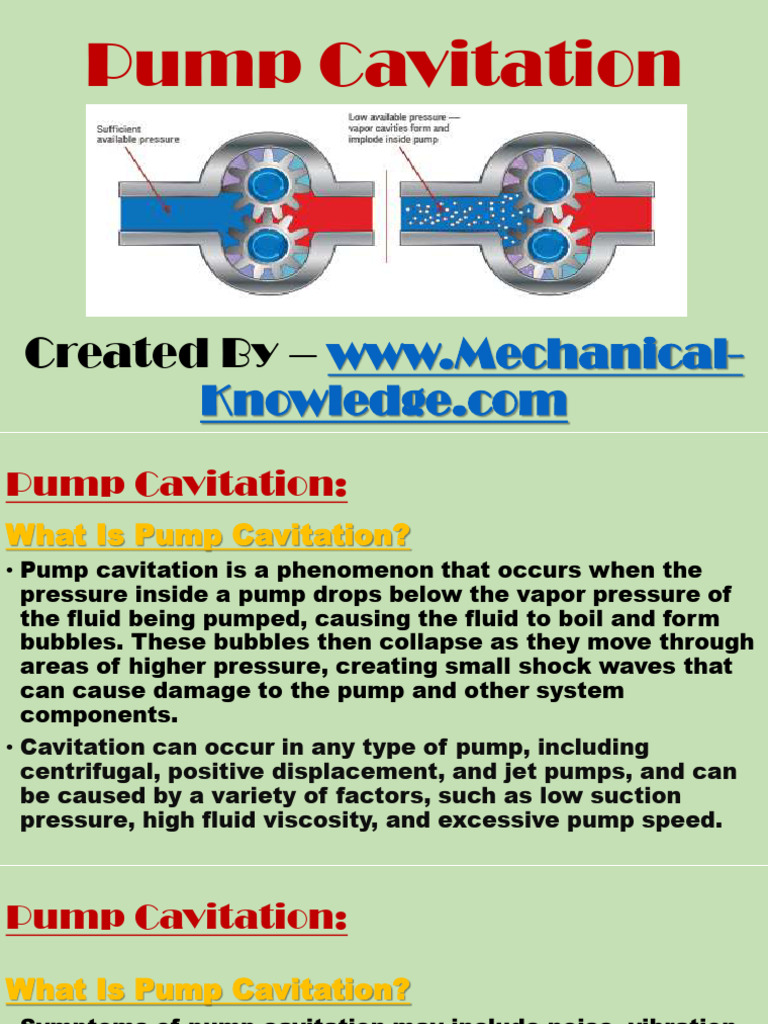 Pump Cavitation | PDF | Pump | Fluid Dynamics