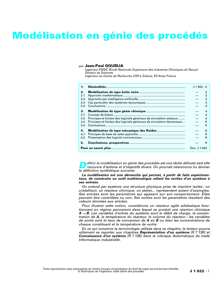 Modélisation en Génie Des Procédés | PDF | Équations | Modèle mathématique