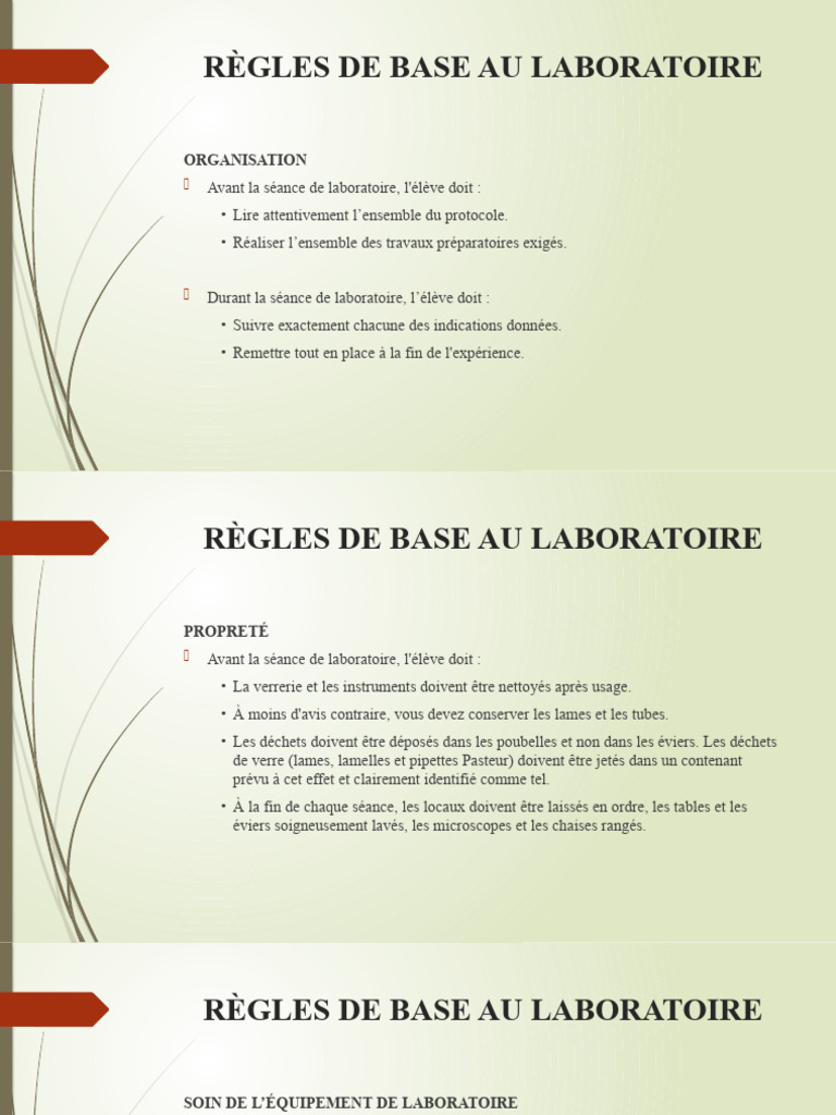 Règles de Sécurité en Laboratoire | PDF | Expérience | Méthode scientifique