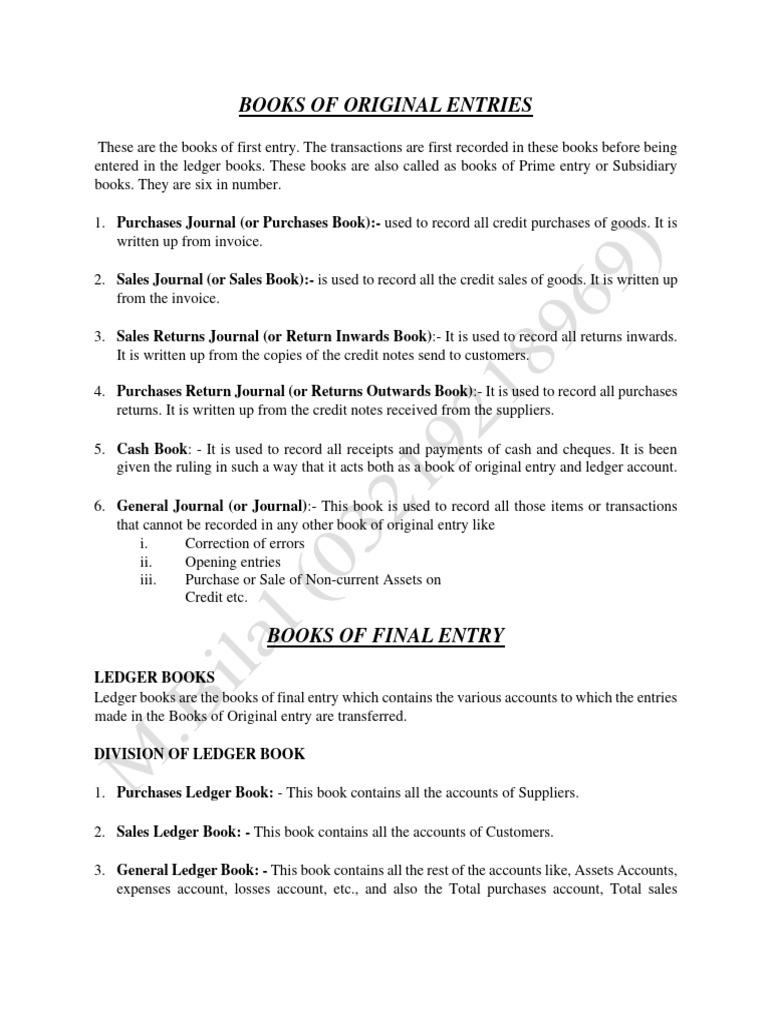 Books of Orginal Entry | PDF | Debits And Credits | Payments