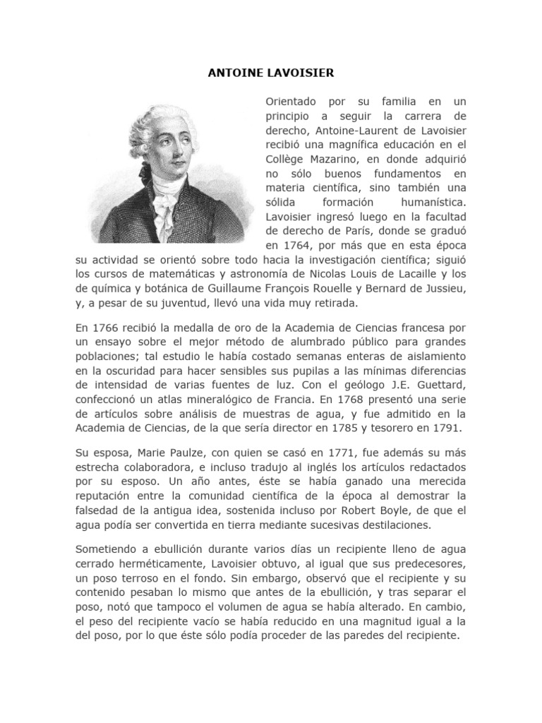 Trabajo Practico ANTOINE LAVOISIER | PDF | Science | Ciencias fisicas
