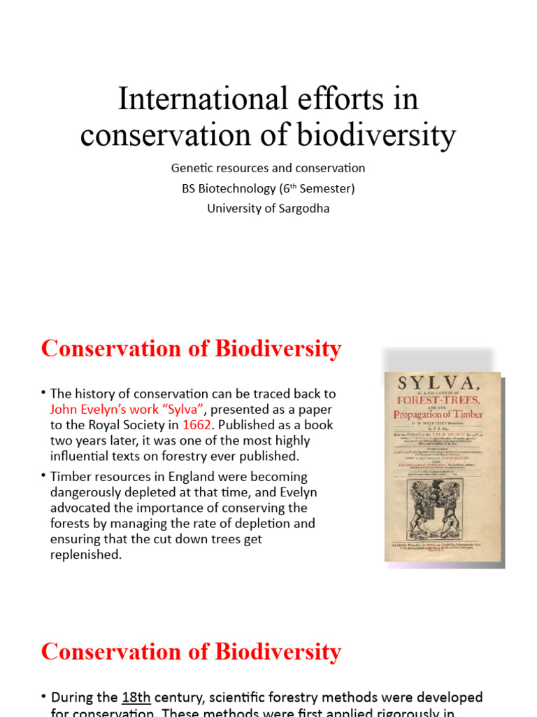 Week 12 History and Role of International Organization in Biodiversity ...