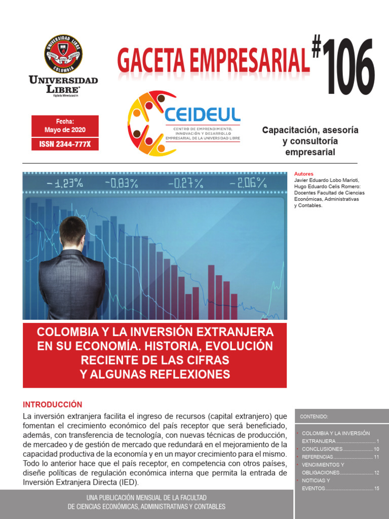 GE 106 - Colombia y La Inversión Extranjera en Su Economía, Historia, Evolución Reciente de Las ...
