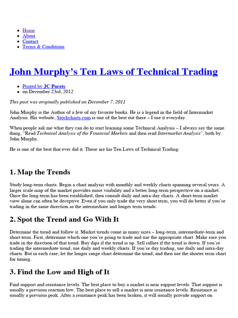 John Murphy's Trading Laws Explained | PDF | Financial Markets | Technical Analysis