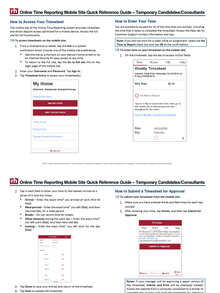 Mobile Timesheet Guide for Temps | PDF | Software | Computing
