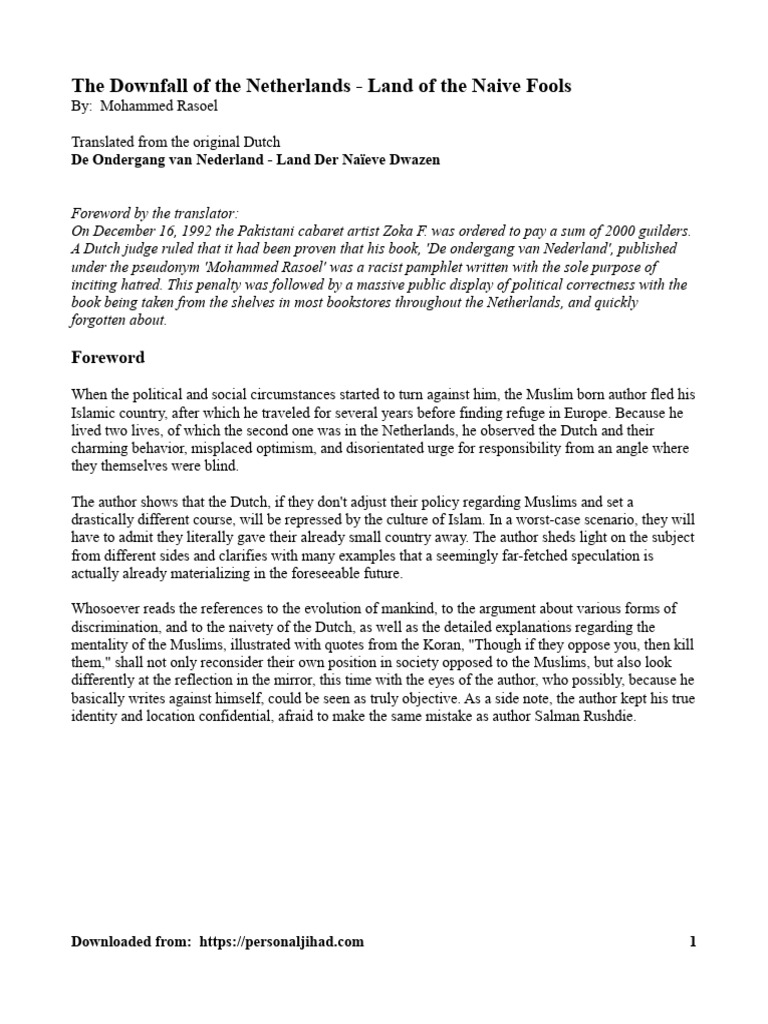 The Downfall of The Netherlands, Land of The Naive Fools | PDF | Netherlands | Pit Bull