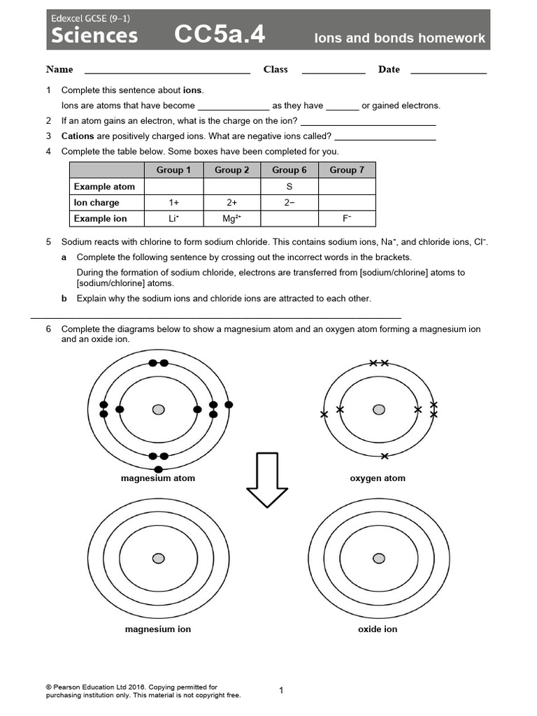 Ions and Bonds Homework | PDF