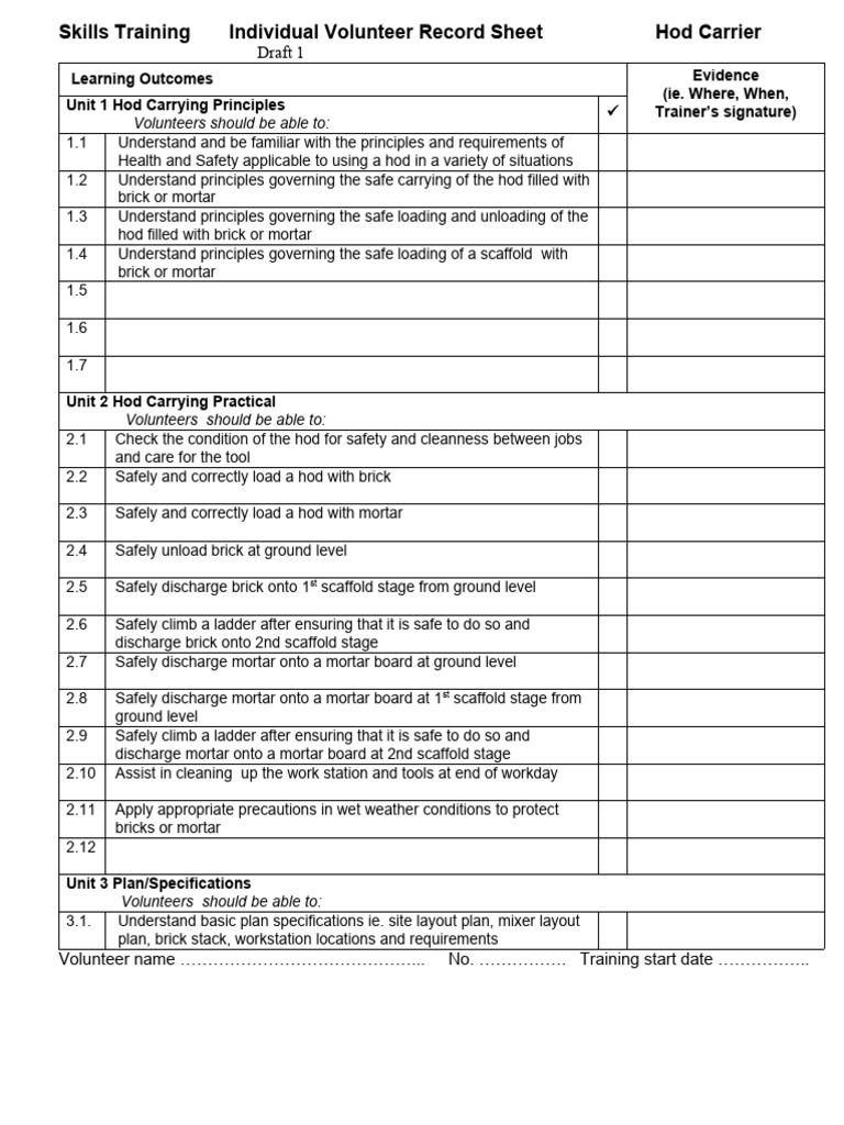 Hod Carrier Training Draft v1 | PDF | Home & Garden | Science & Mathematics