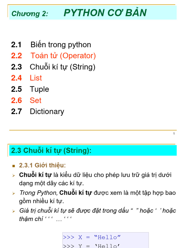 Chuong 2 - PYTHON - String | PDF