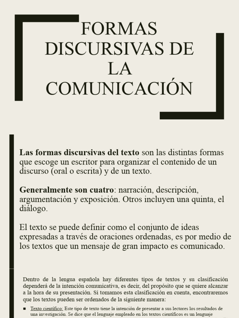 FORMAS DISCURSIVAS DE LA COMUNICACIÓN | PDF | Narración | Comunicación