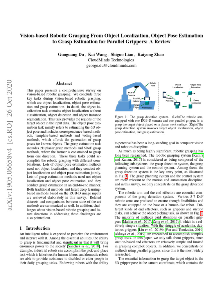 Vision Based Robotic Grasping From Object Localization Object Pose Estimation To Grasp