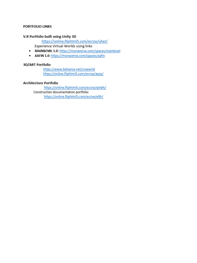 Portfolio Links | PDF