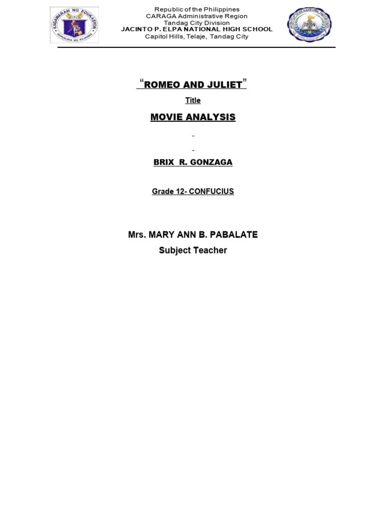 Novel-Analysis - Final Brix Gonzaga 4 | PDF | Characters In Romeo And ...